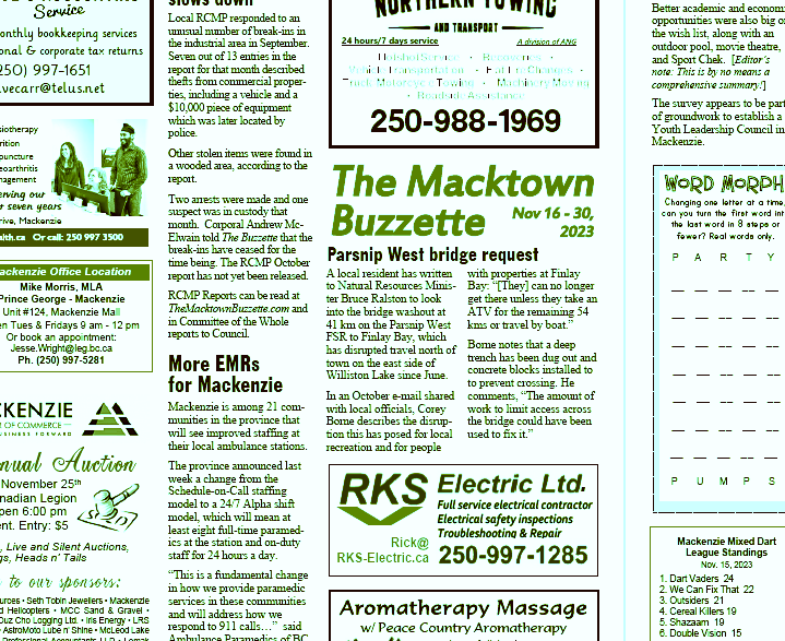 Nov 16 – 30 issue – THE MACKTOWN BUZZETTE